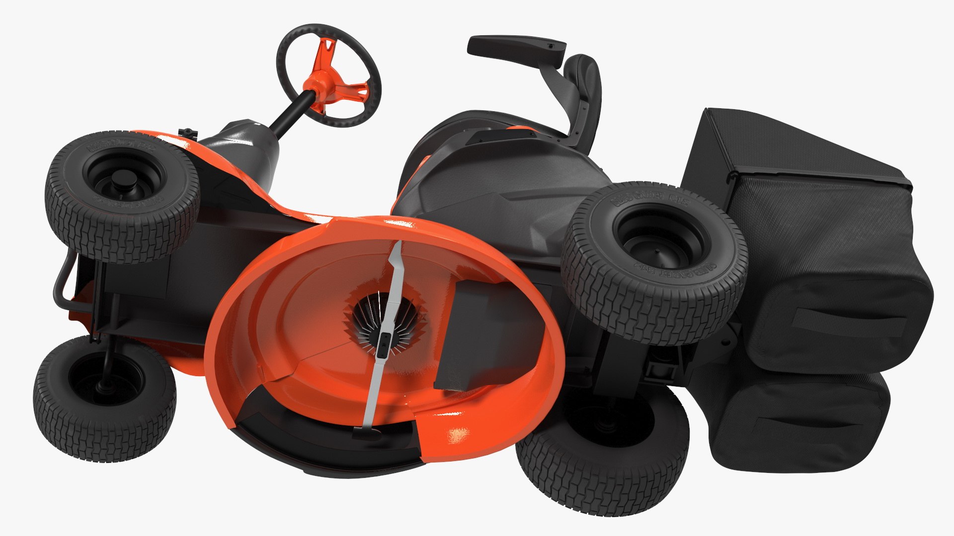 Mobile Lawn-Mower Orange With Grass Collection Bag Rigged 3D ...