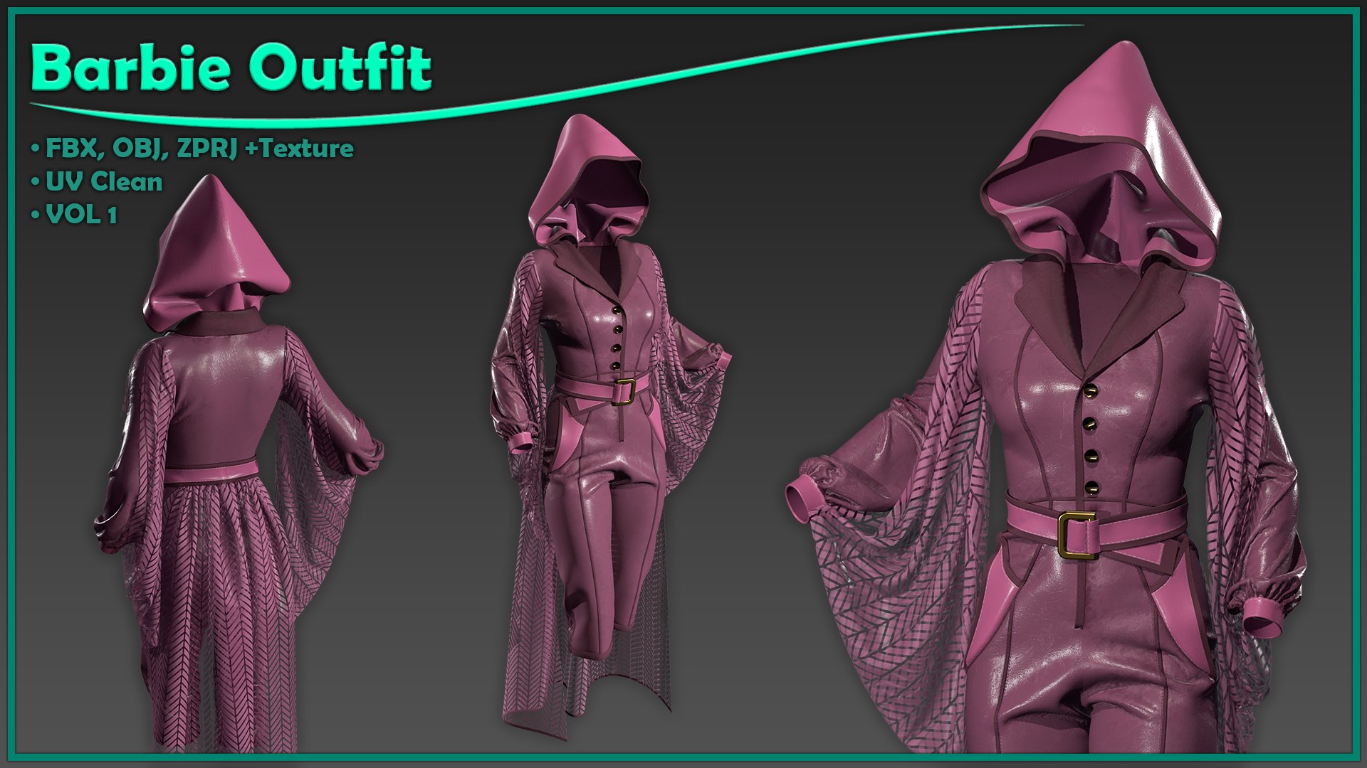3D Barbie Outfit With Texture 3D Model - TurboSquid 2294308