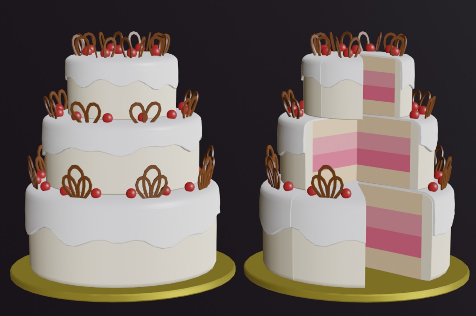 3D Cartoon Cake Sliced - TurboSquid 1505795