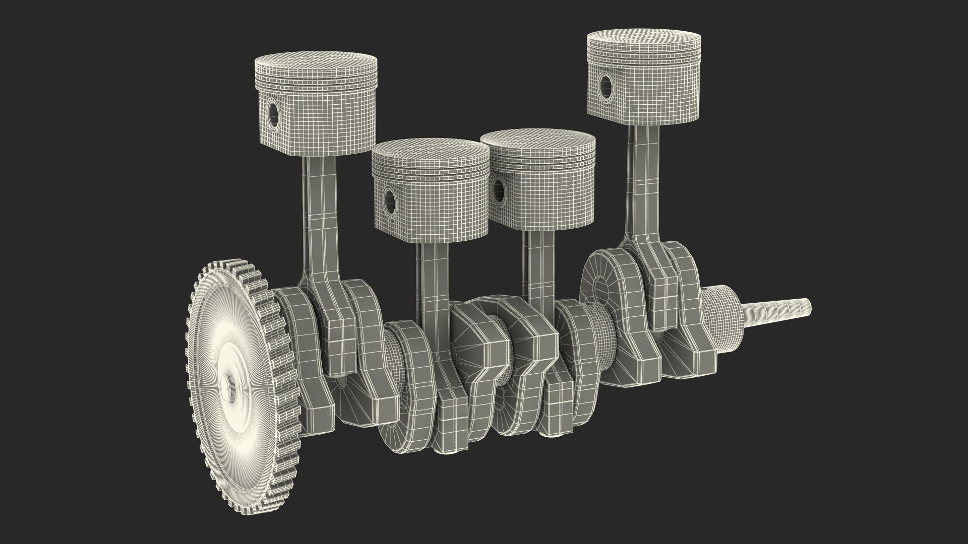 3D Internal Combustion Engine Pistons And Crankshaft Model - TurboSquid ...