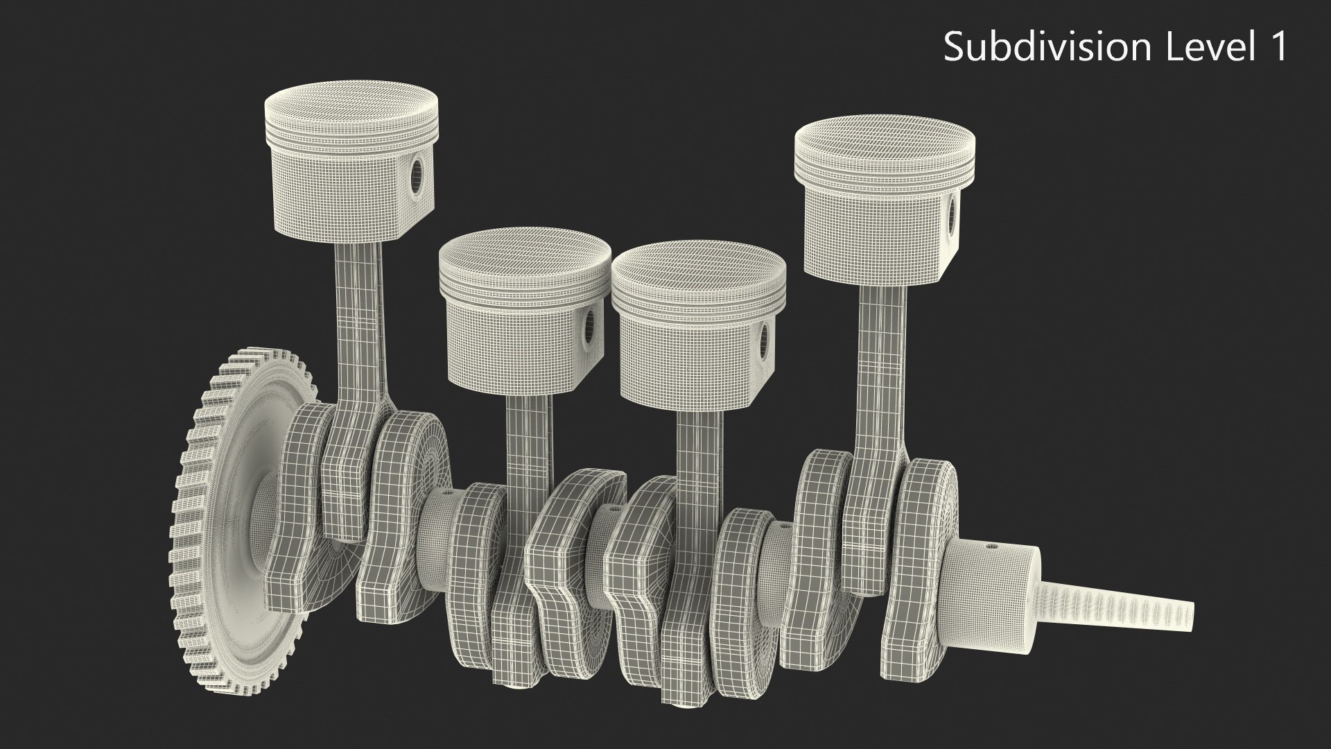 3D Internal Combustion Engine Pistons And Crankshaft Model - TurboSquid ...