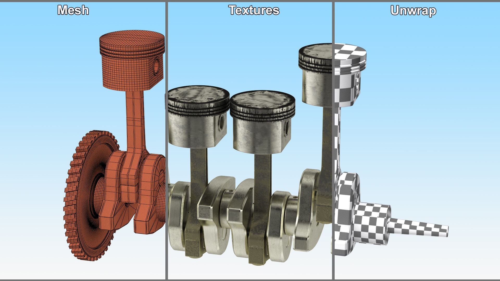 3D Internal Combustion Engine Pistons And Crankshaft Model - TurboSquid ...
