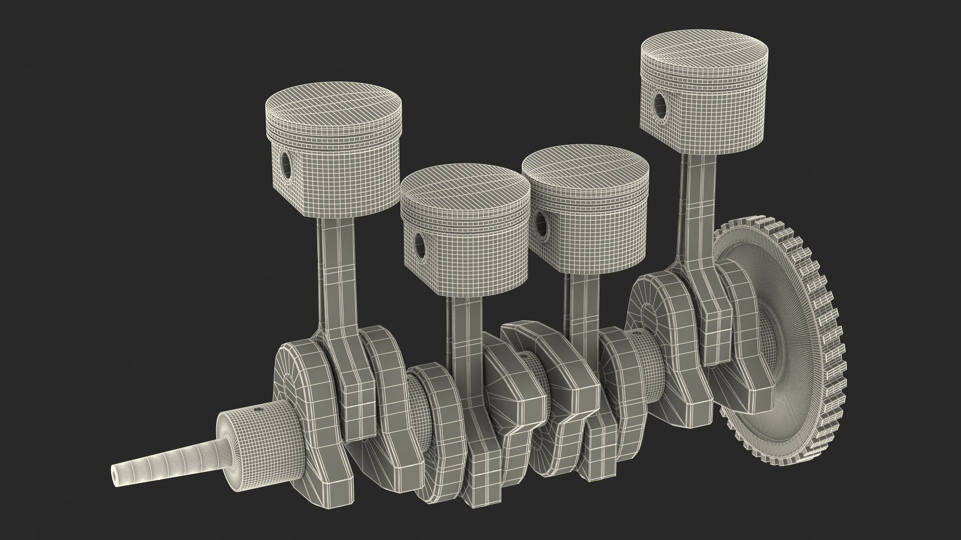 3D Internal Combustion Engine Pistons And Crankshaft Model - TurboSquid ...