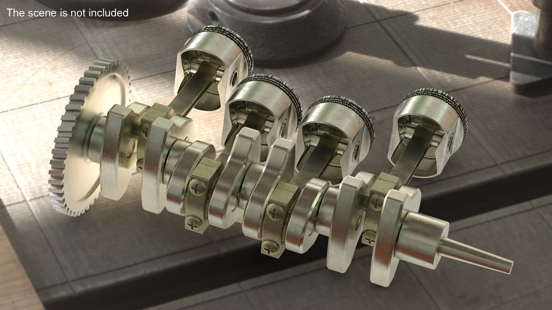 3D Internal Combustion Engine Pistons And Crankshaft Model - TurboSquid ...