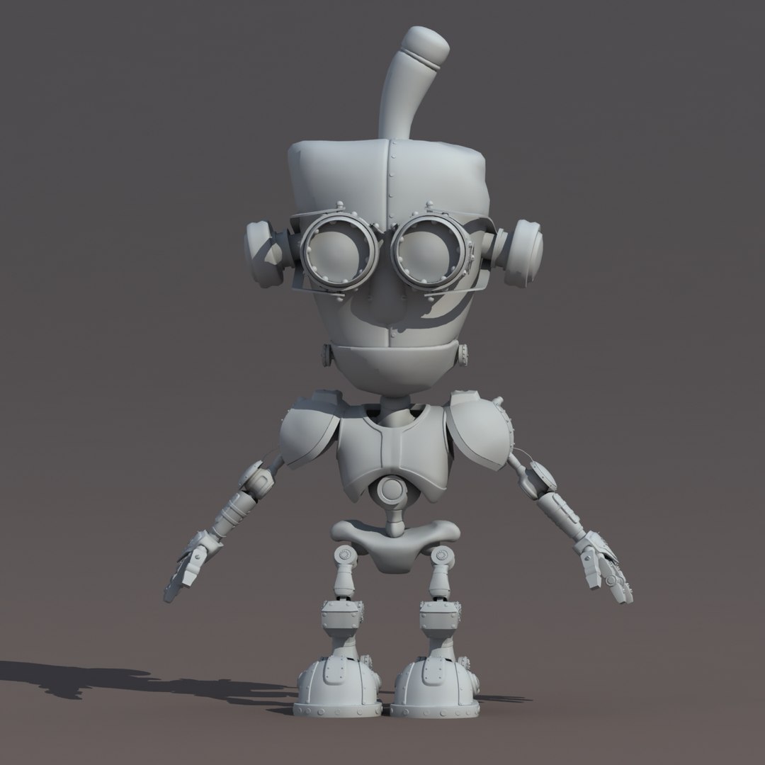 3d model punk robot rig