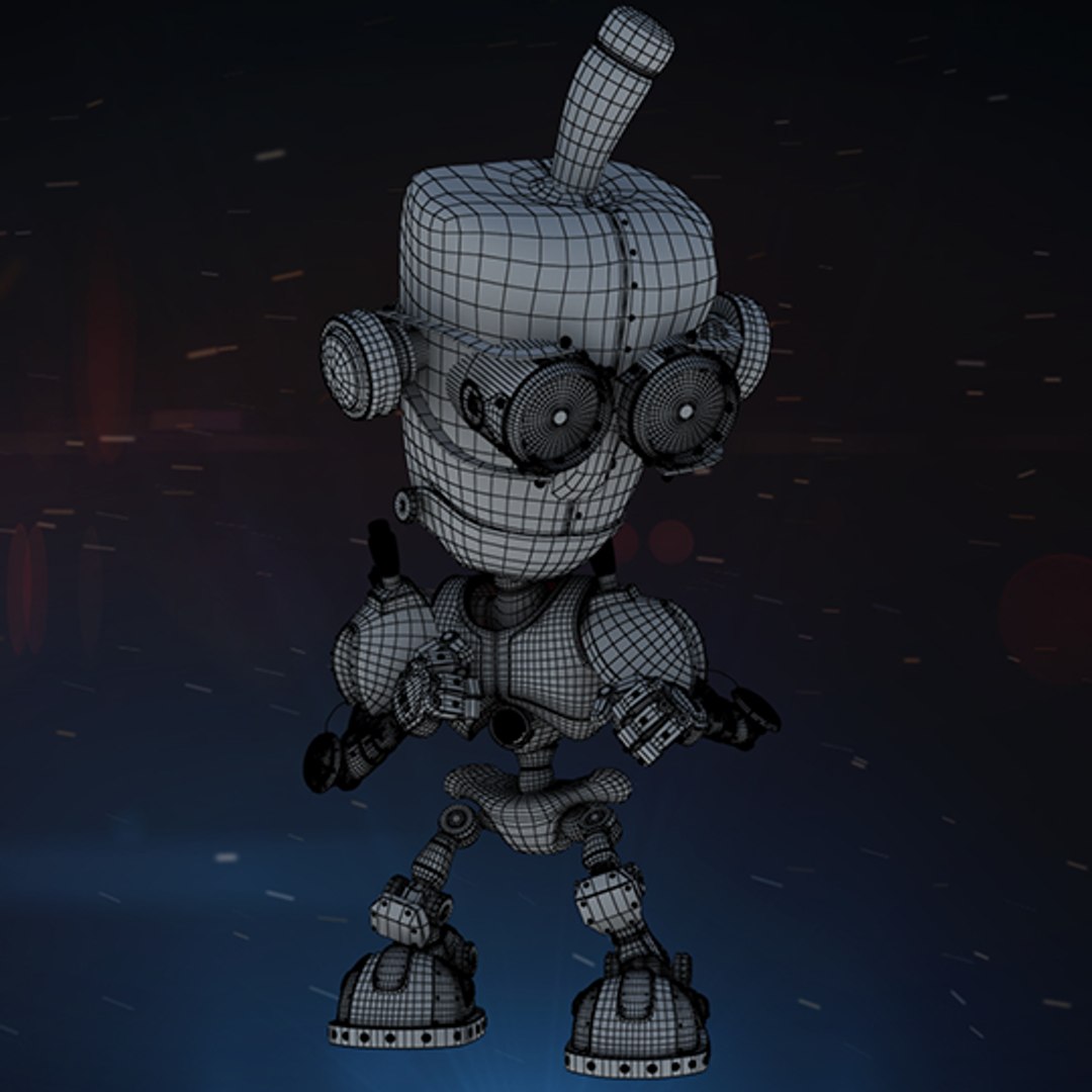 3d model punk robot rig