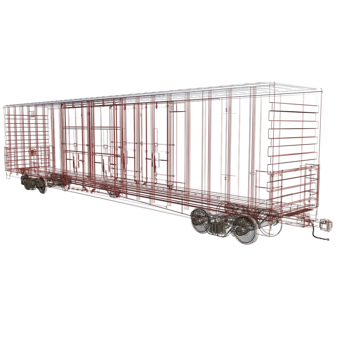 3d A606 Boxcar Rails Cargo Model