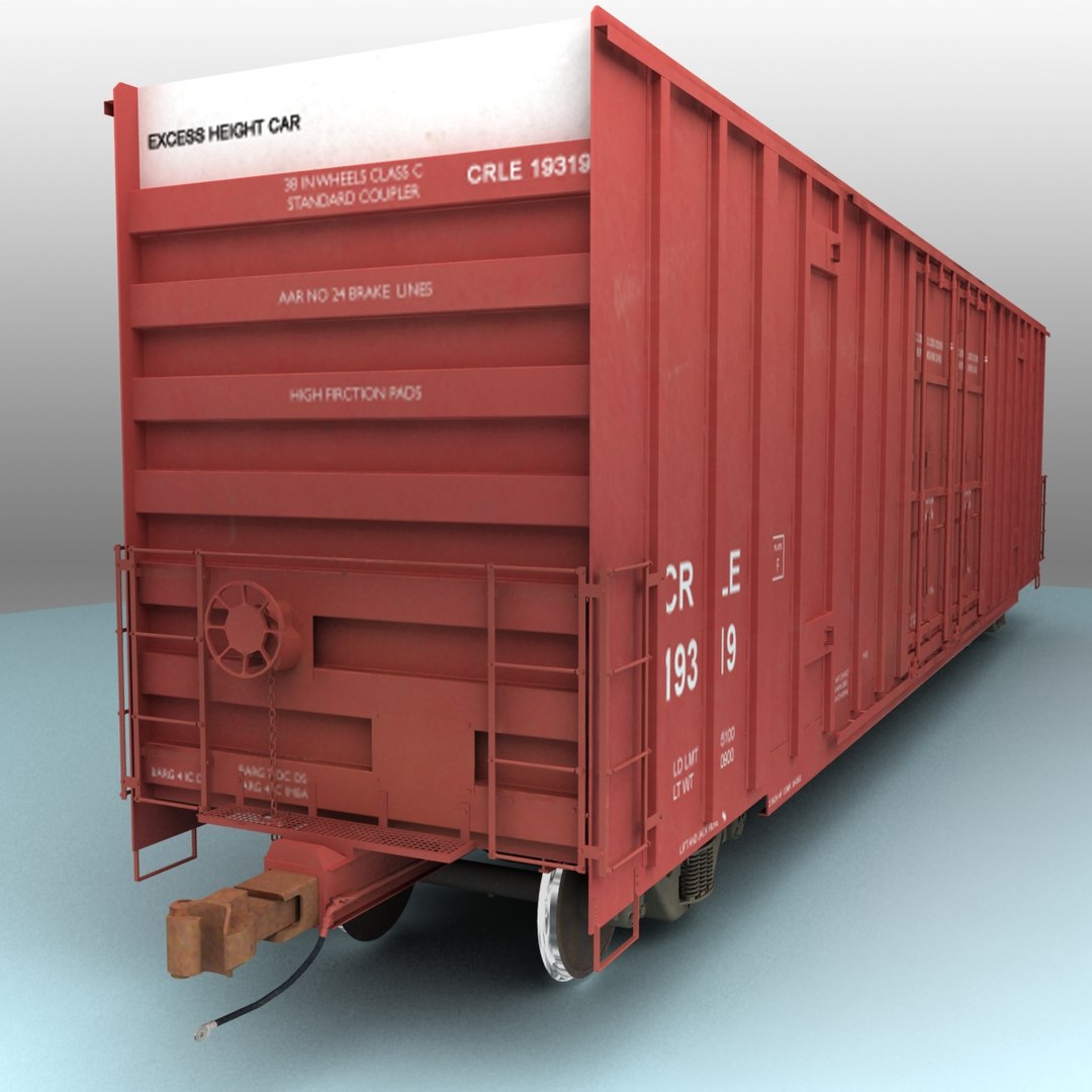 3d A606 Boxcar Rails Cargo Model