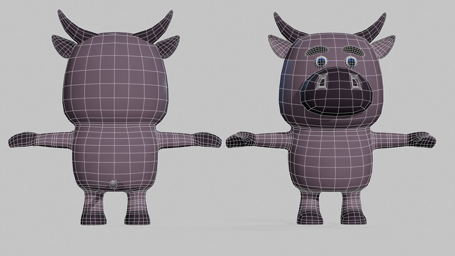 Cartoonish Humanoid Buffalo Character - Ready For Rigging Rendering 3D ...