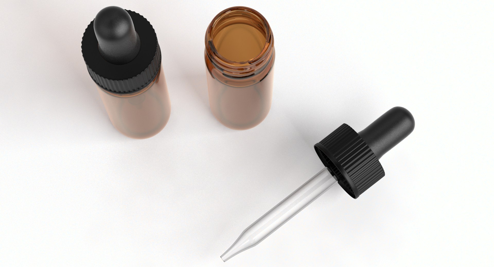 glass vials droppers 3d model