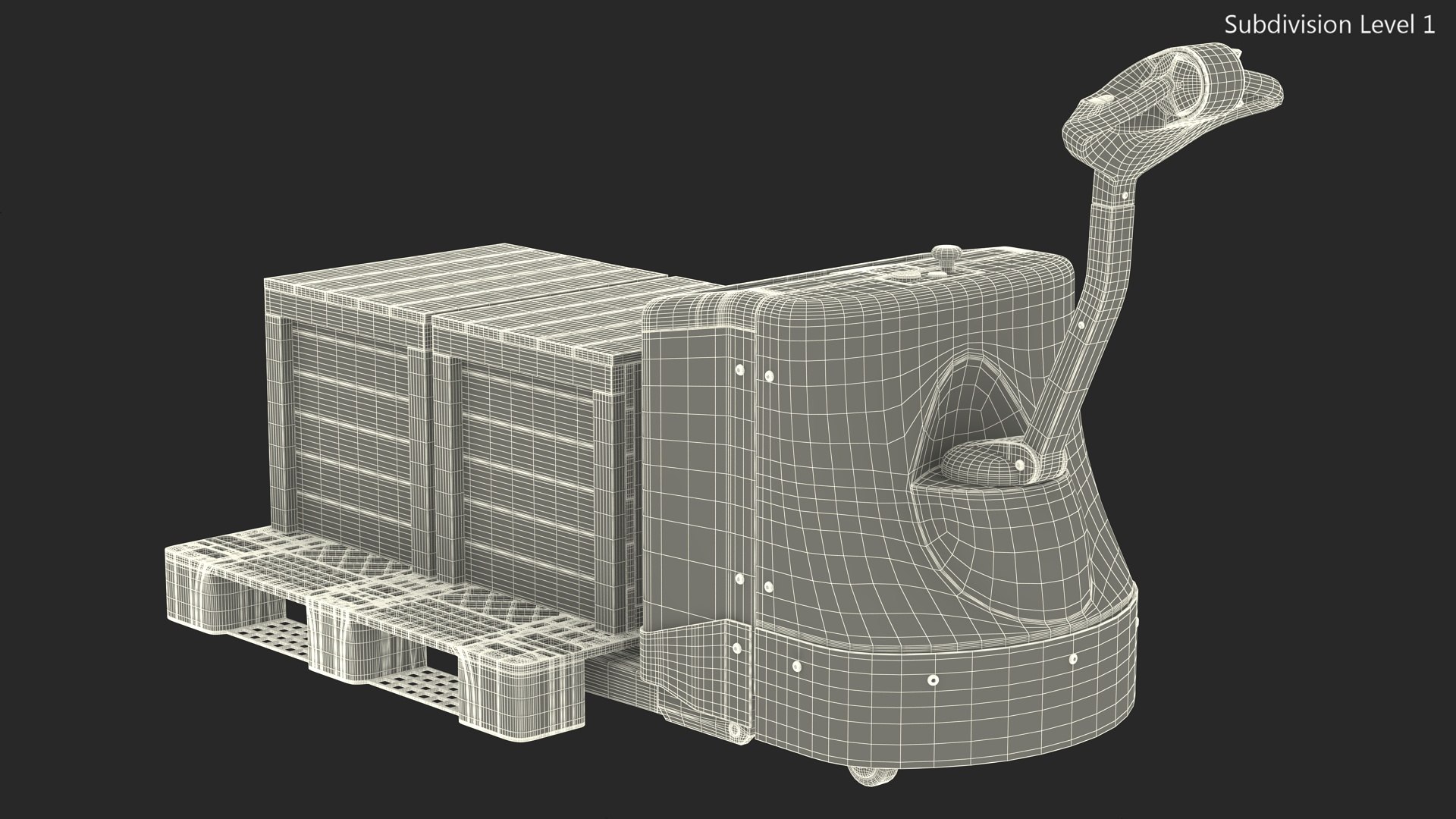 3D Yale Electric Pallet Truck With Wooden Crates Rigged For Cinema 4D ...
