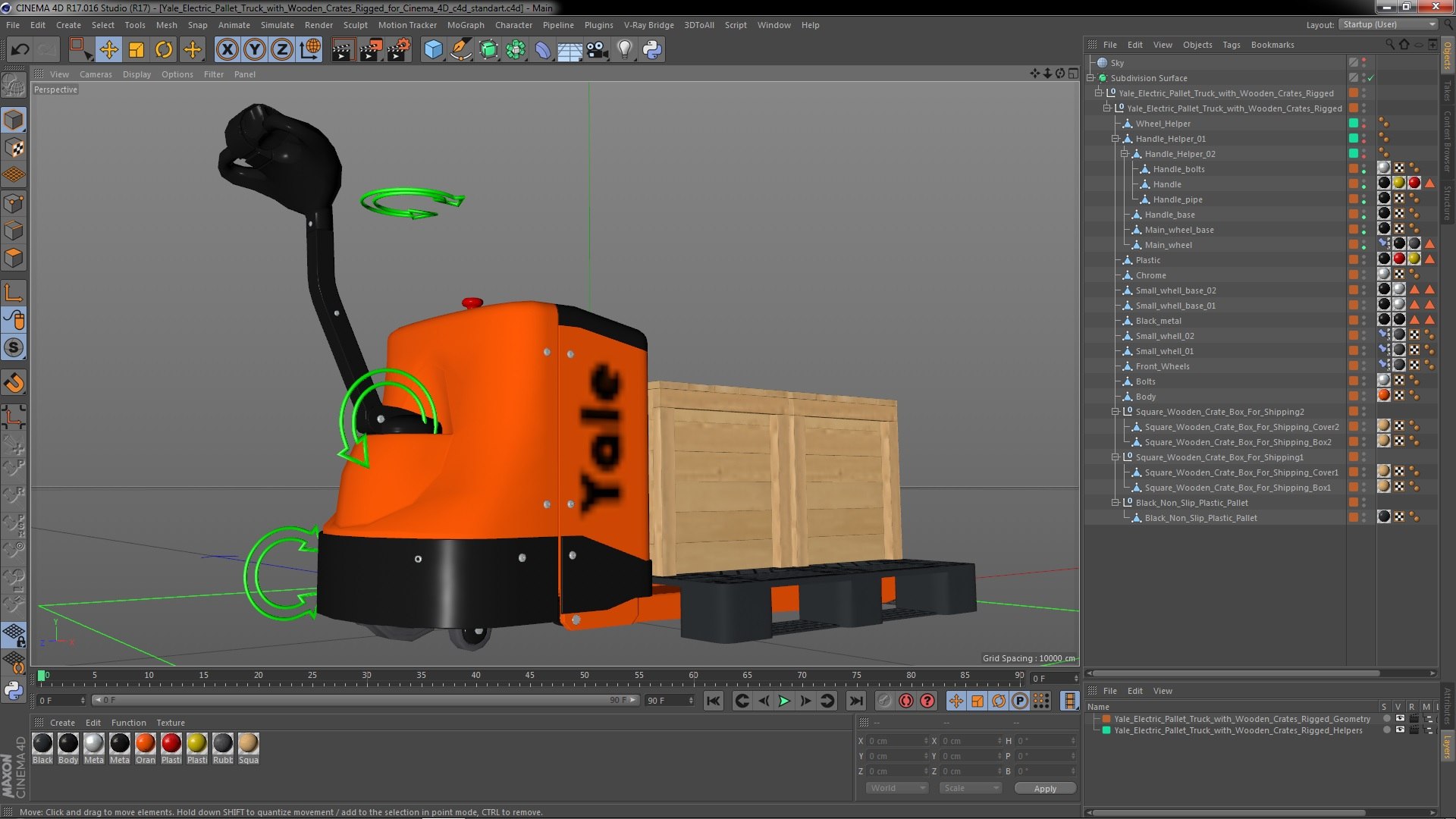 3D Yale Electric Pallet Truck With Wooden Crates Rigged For Cinema 4D ...
