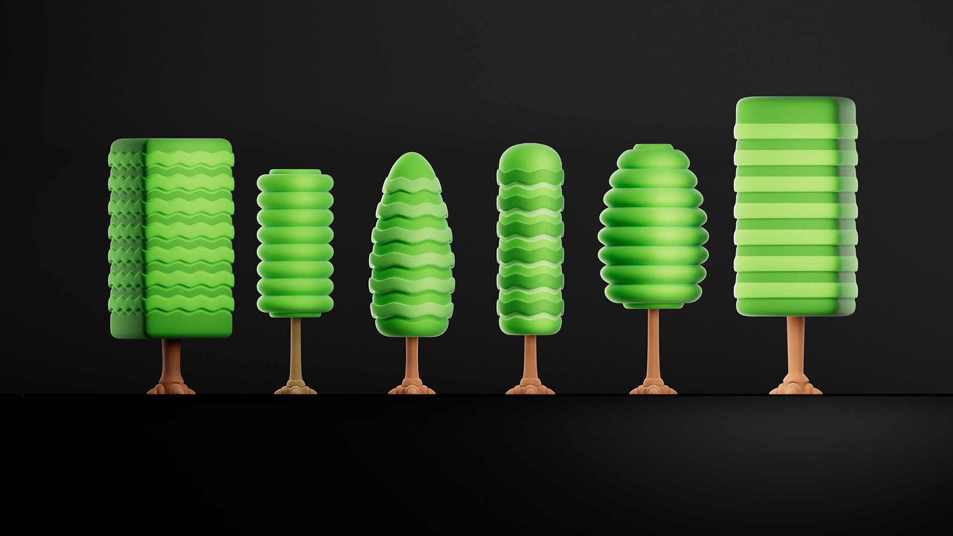 3D Cartoon Style Trees Topiary Model - TurboSquid 2114313