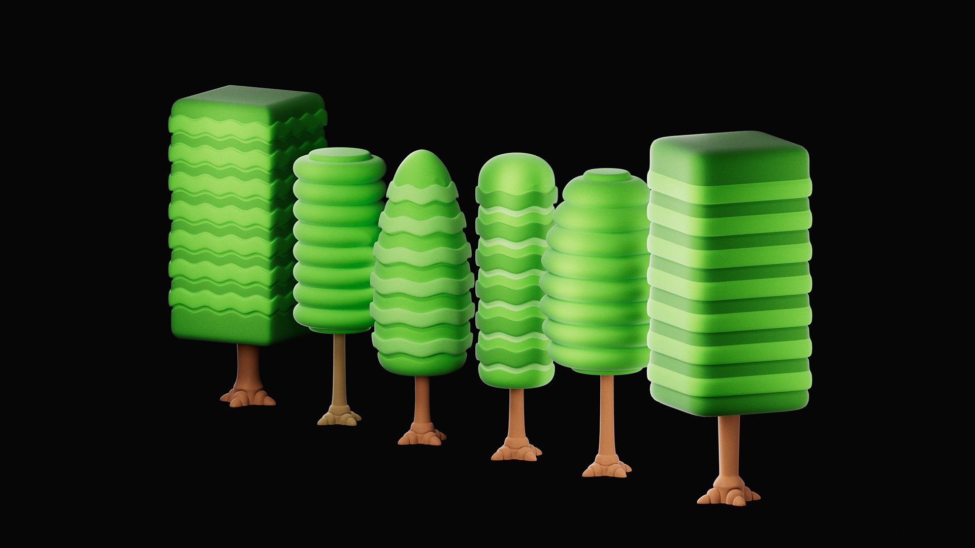 3D Cartoon Style Trees Topiary Model - TurboSquid 2114313