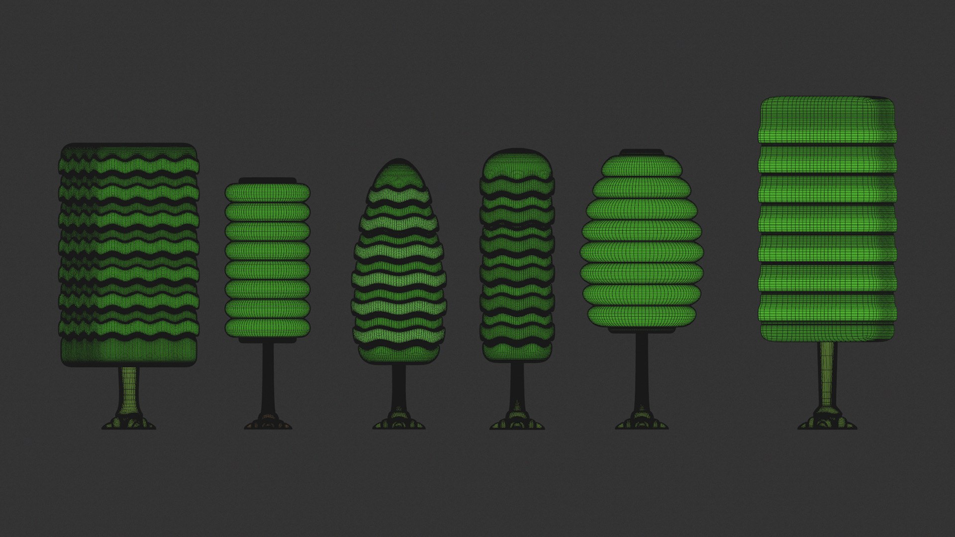3D Cartoon Style Trees Topiary Model - TurboSquid 2114313