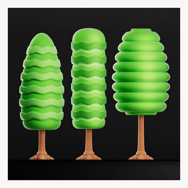 3D модель Cartoon style trees topiary - TurboSquid 2114313
