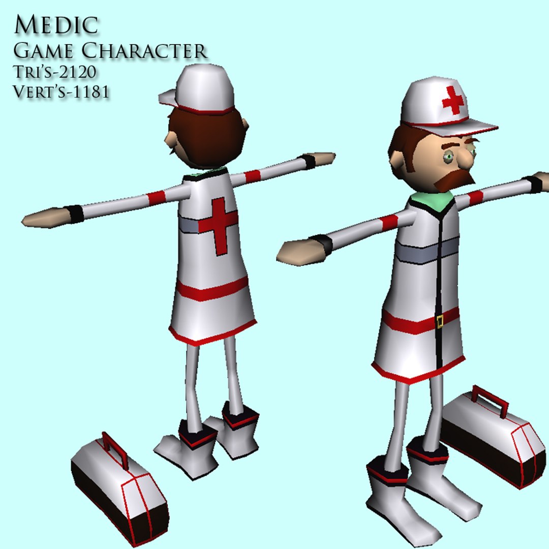 medic character games 3d model
