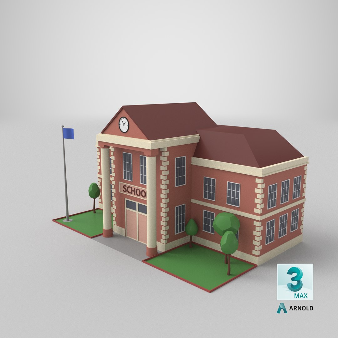 Low Poly Cartoon School Building 3D - TurboSquid 1961688