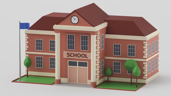 Low Poly Cartoon School Building 3D - TurboSquid 1961688
