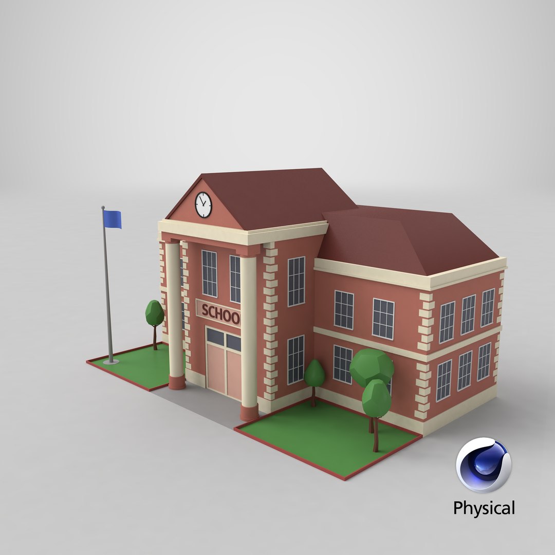 Low Poly Cartoon School Building 3D - TurboSquid 1961688