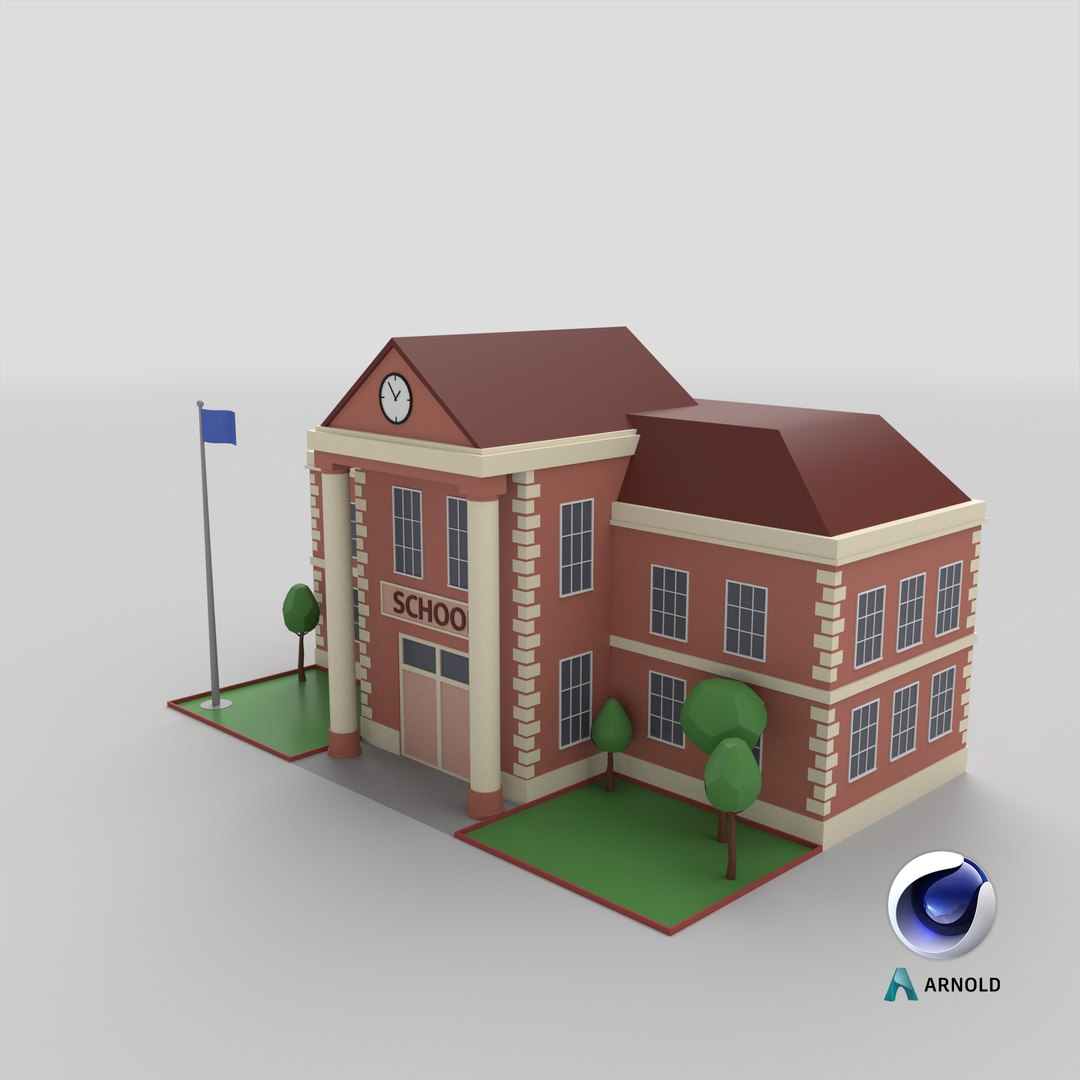 Low Poly Cartoon School Building 3D - TurboSquid 1961688