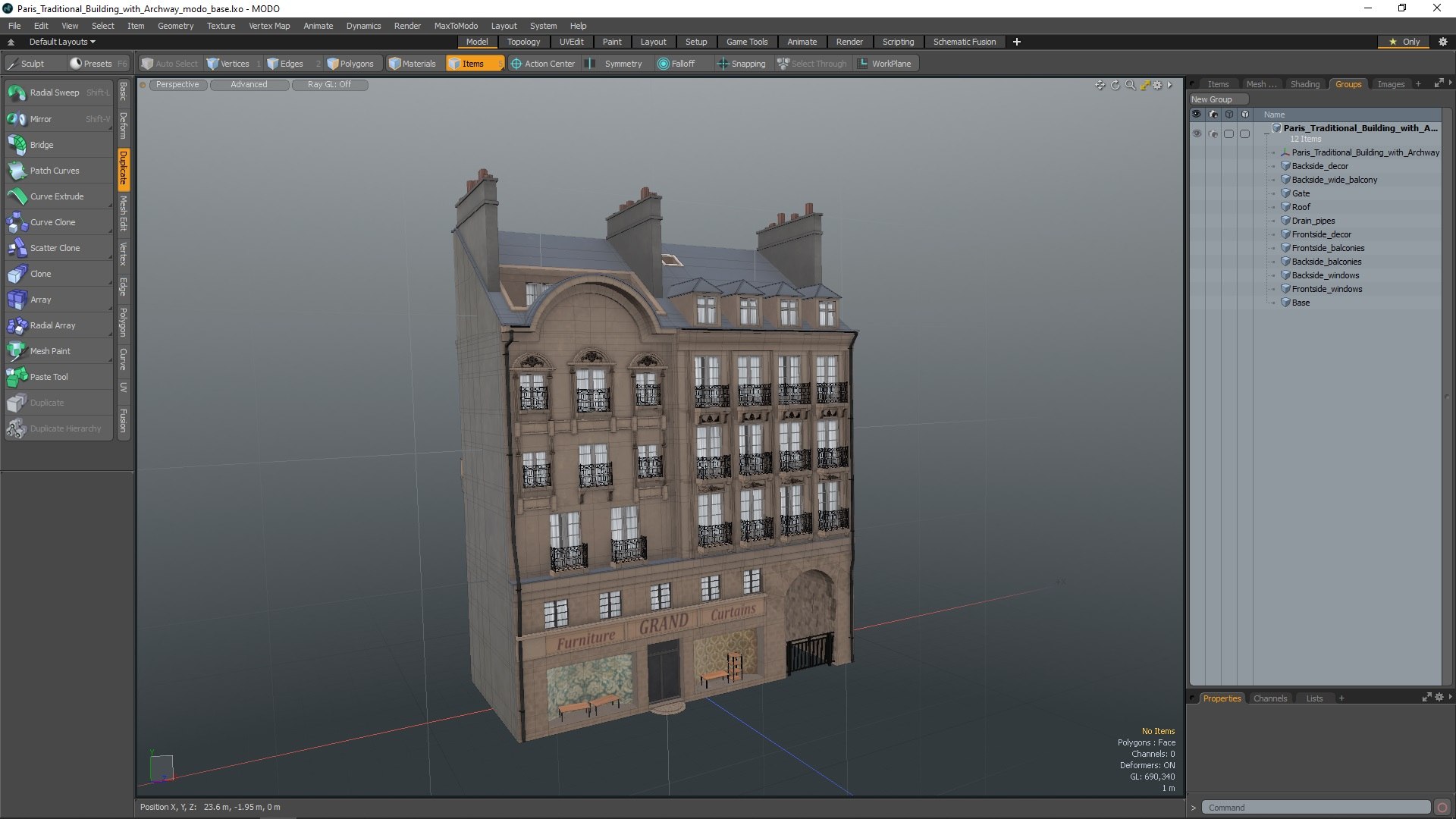 3D Model Paris Traditional Building With Archway - TurboSquid 2284553