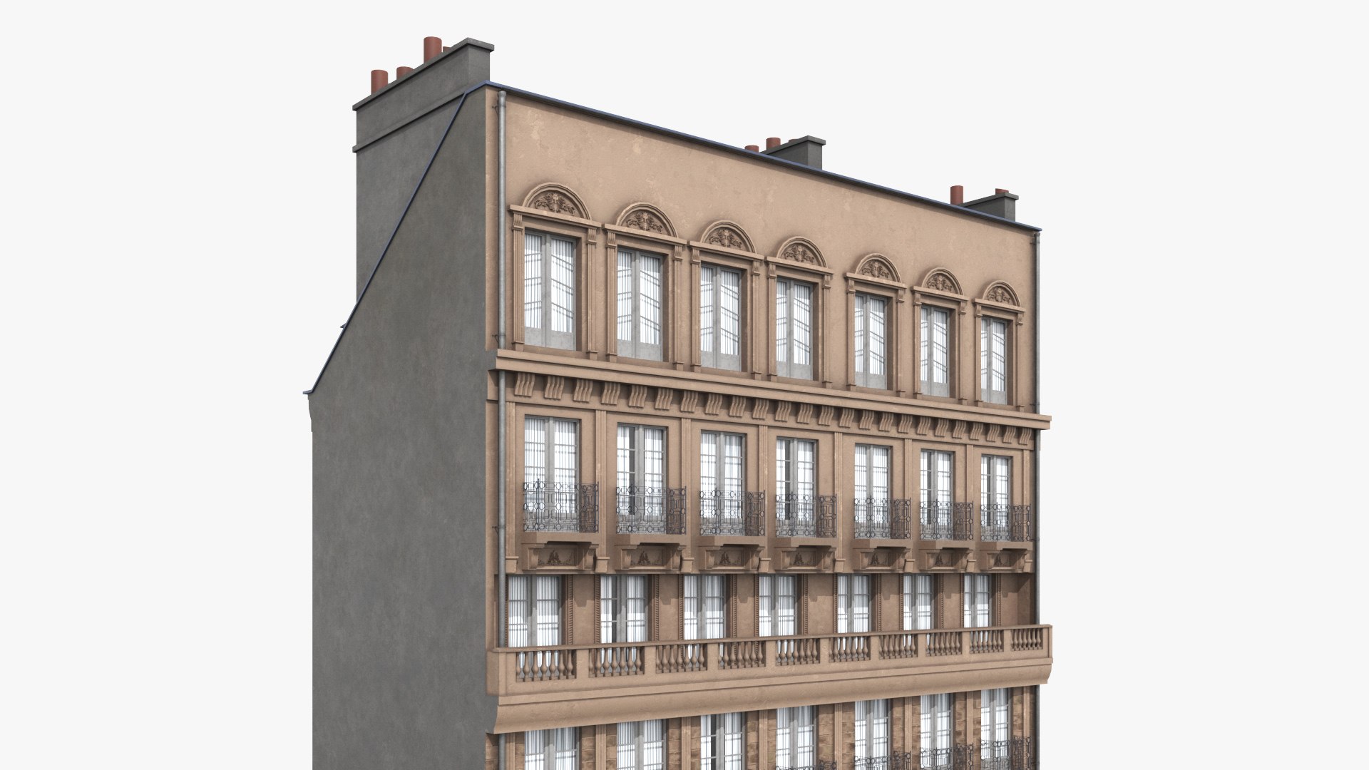3D Model Paris Traditional Building With Archway - TurboSquid 2284553