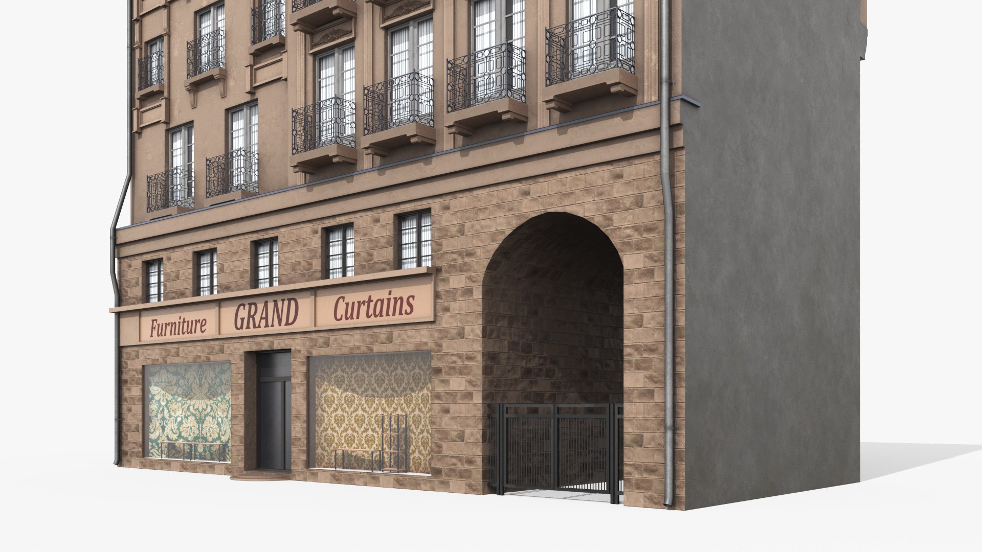3D Model Paris Traditional Building With Archway - TurboSquid 2284553