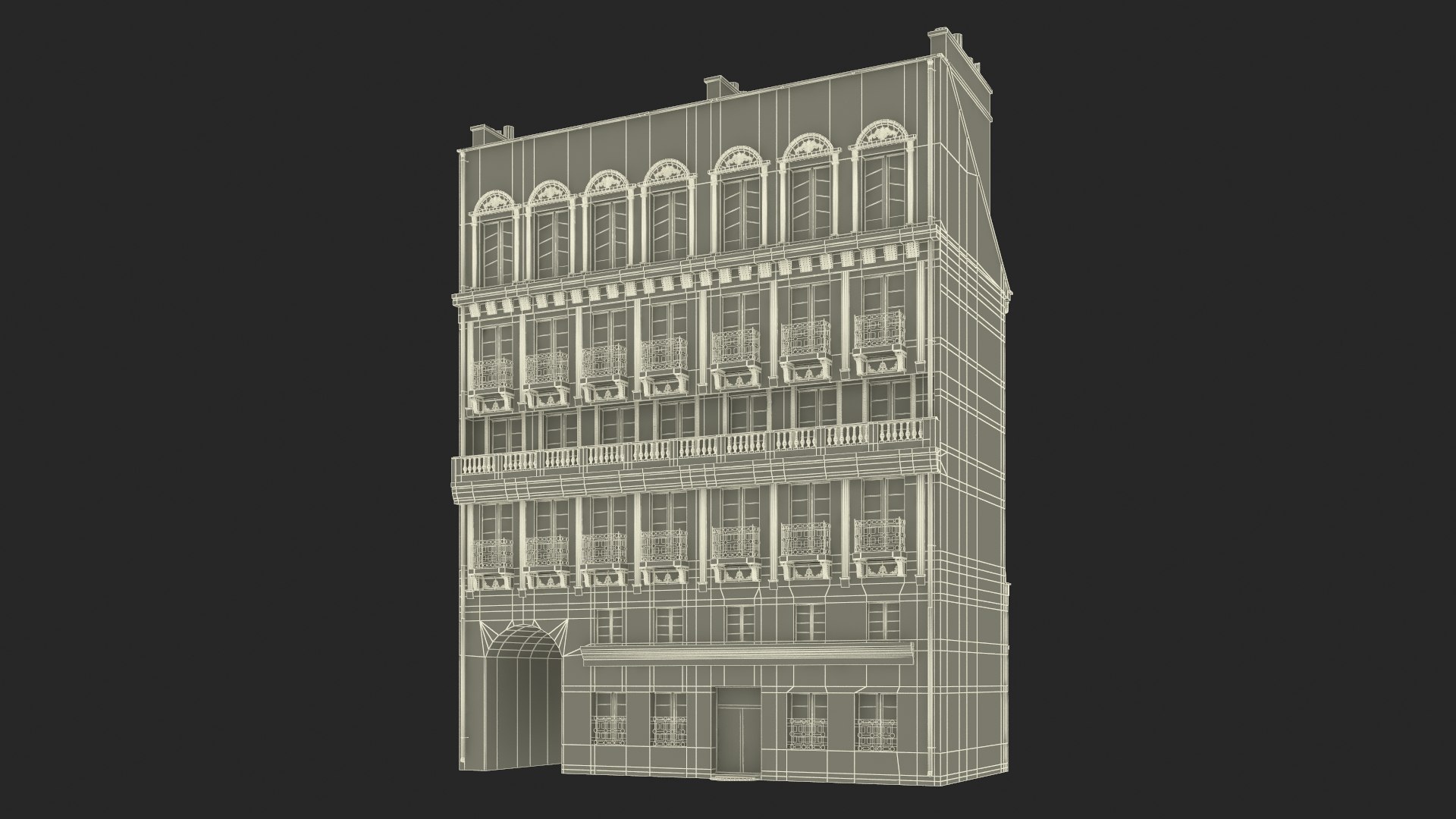 3D Model Paris Traditional Building With Archway - TurboSquid 2284553