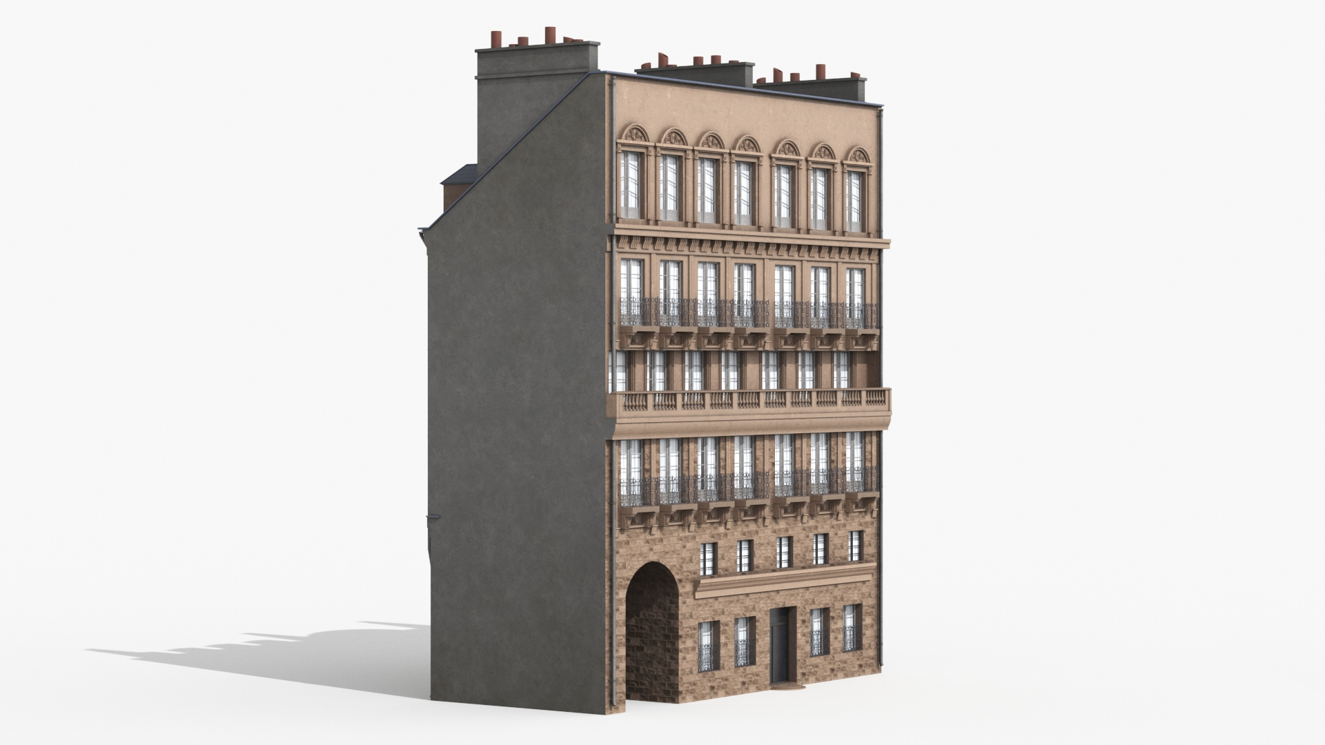 3D Model Paris Traditional Building With Archway - TurboSquid 2284553