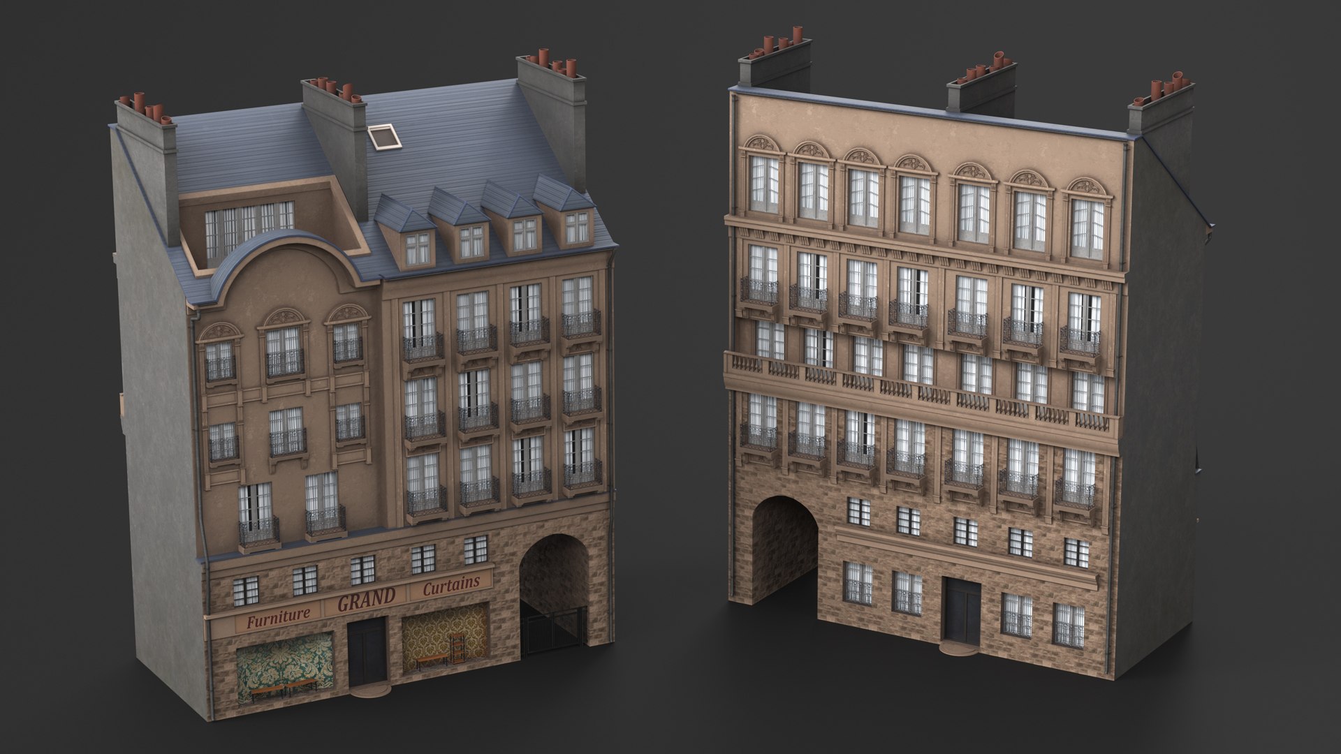 3D Model Paris Traditional Building With Archway - TurboSquid 2284553