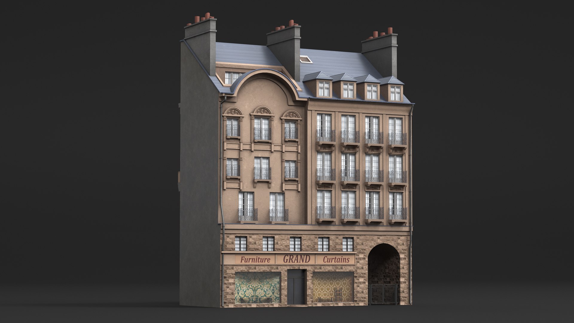 3D Model Paris Traditional Building With Archway - TurboSquid 2284553