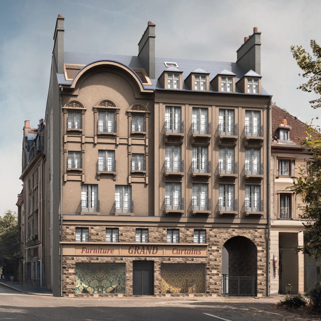 3D Model Paris Traditional Building With Archway - TurboSquid 2284553