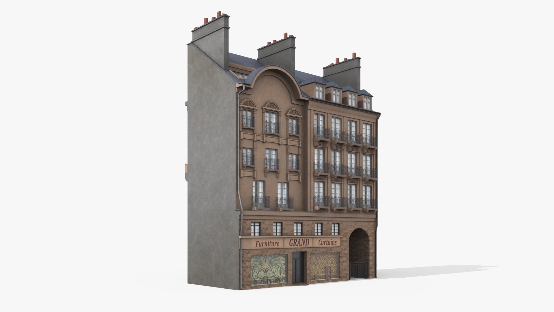 3D Model Paris Traditional Building With Archway - TurboSquid 2284553