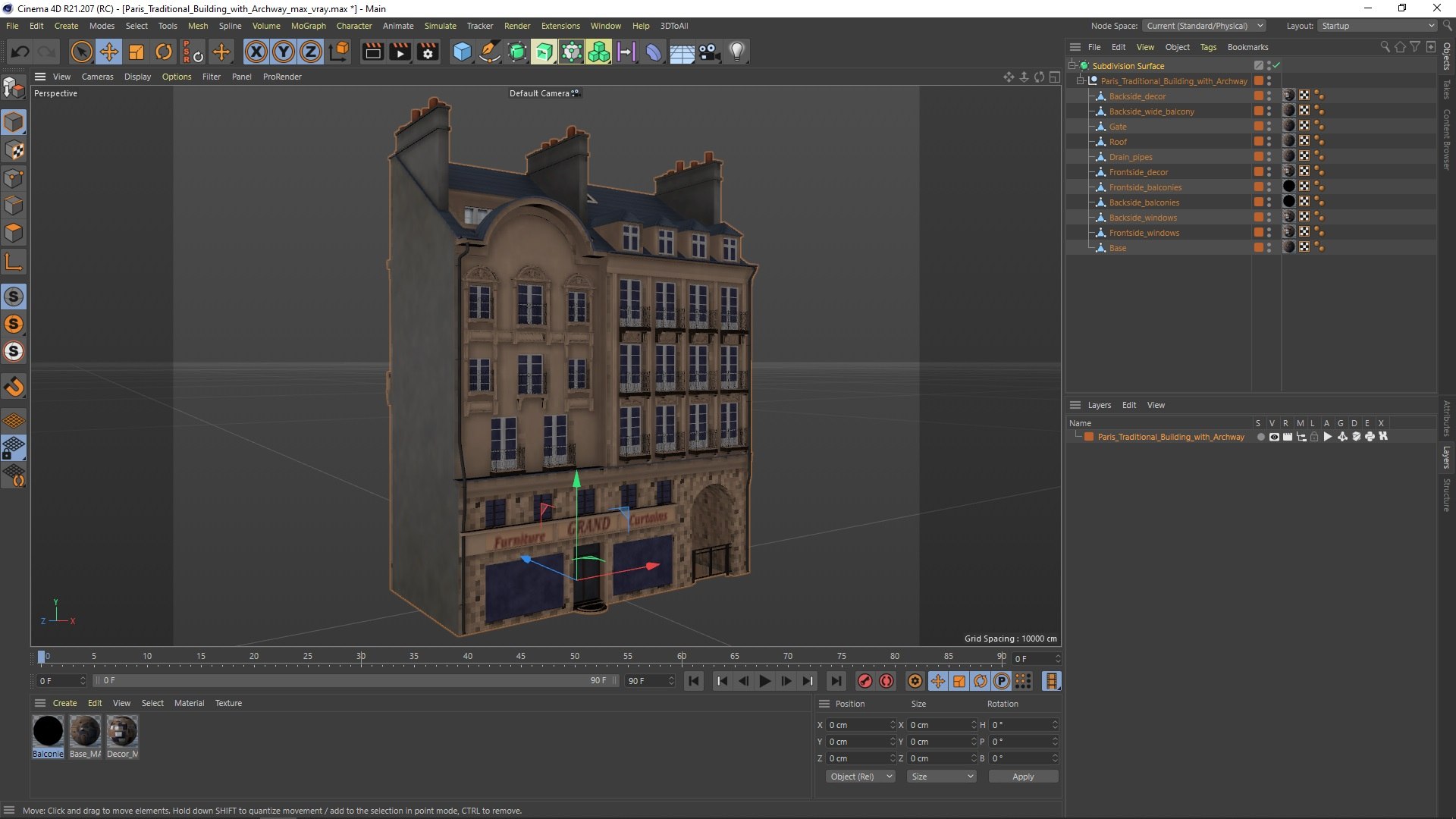 3D Model Paris Traditional Building With Archway - TurboSquid 2284553