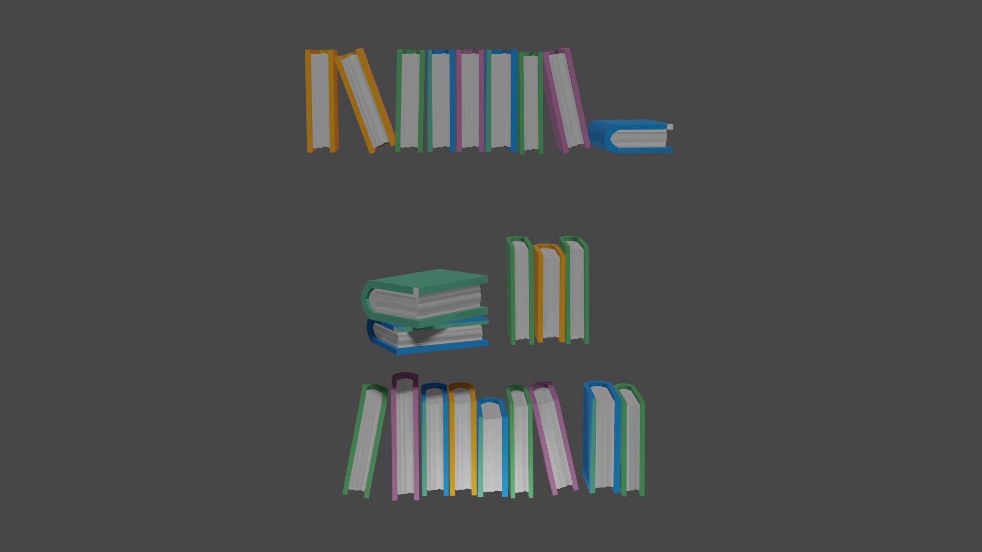 3D Bookshelf Low Poly and modular books - FBX BLEND OBJ model ...
