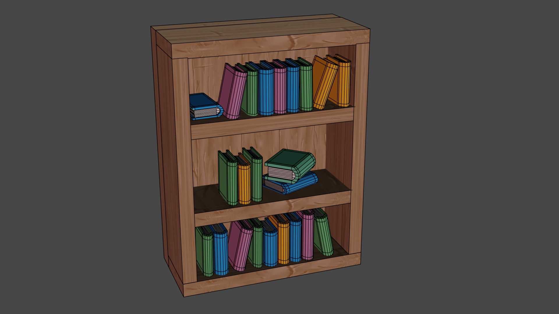 3D Bookshelf Low Poly and modular books - FBX BLEND OBJ model ...