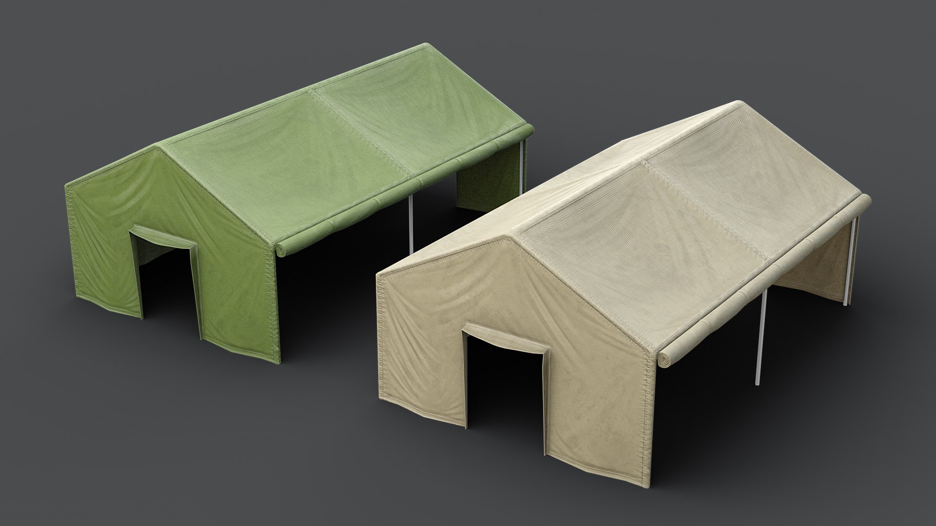 3D Military Tents And Buildings - Low-Poly - PBR Model - TurboSquid 1964282