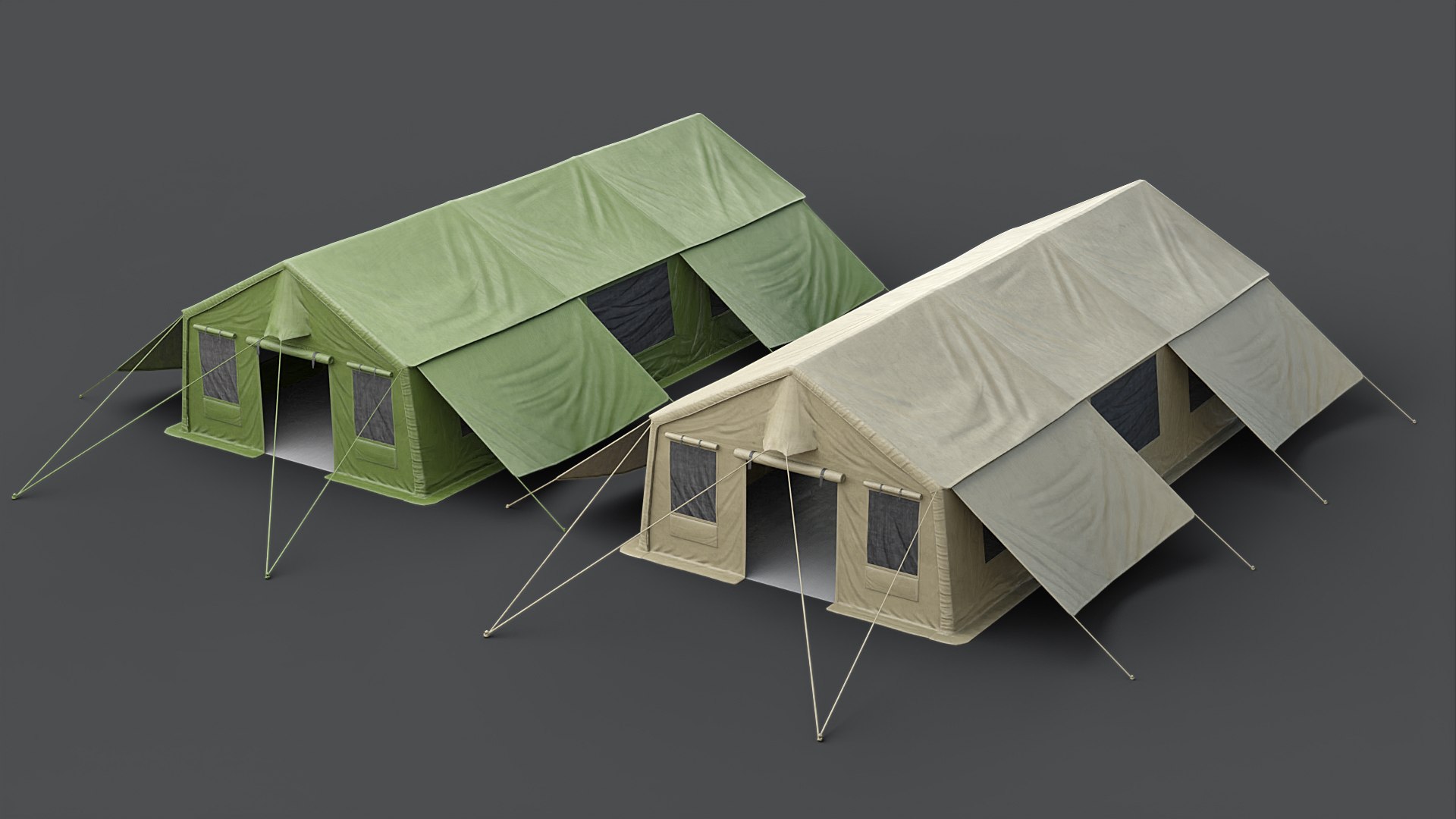 3D Military Tents And Buildings - Low-Poly - PBR Model - TurboSquid 1964282