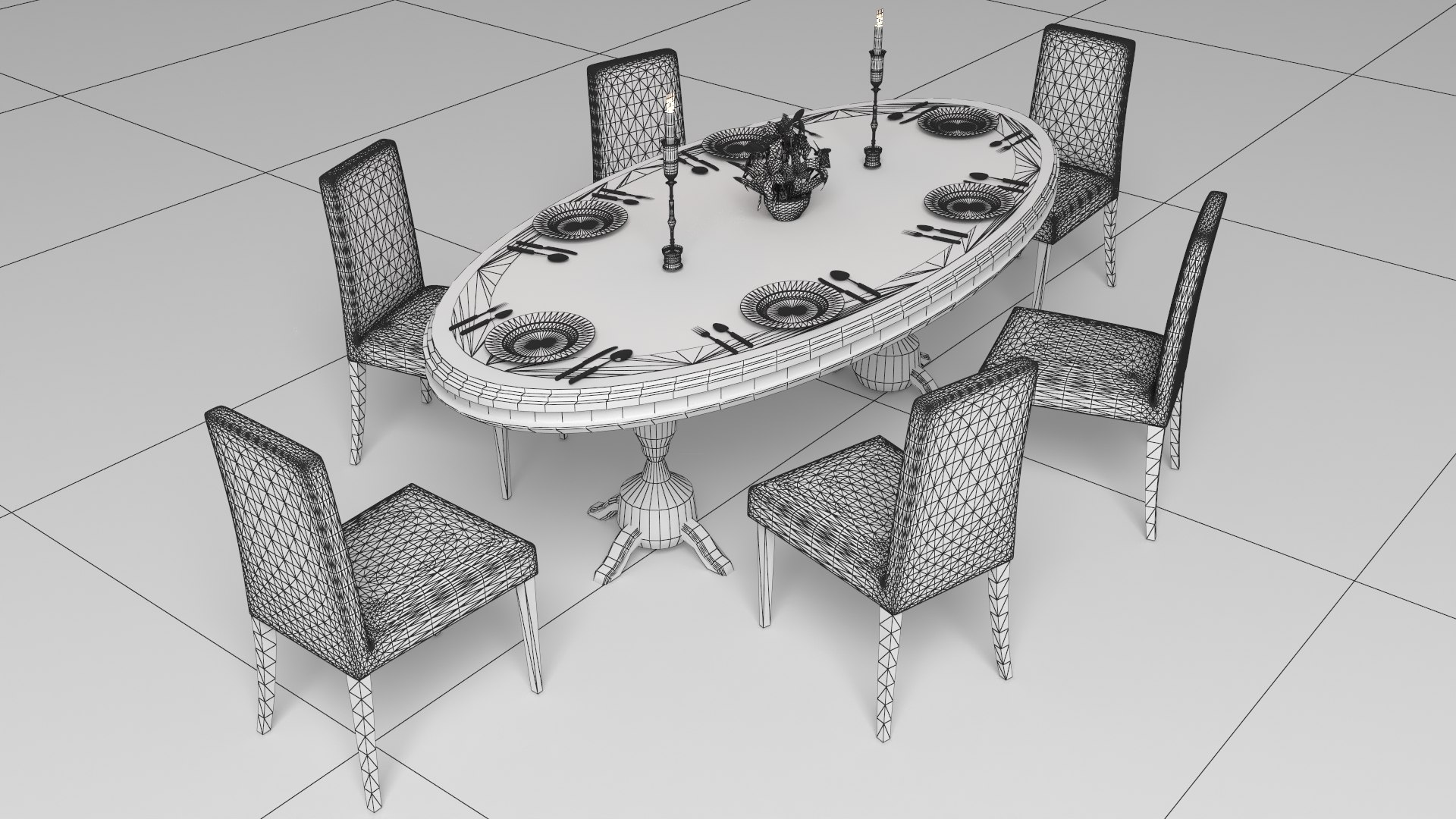 Dinner Table 3D Model - TurboSquid 1802644