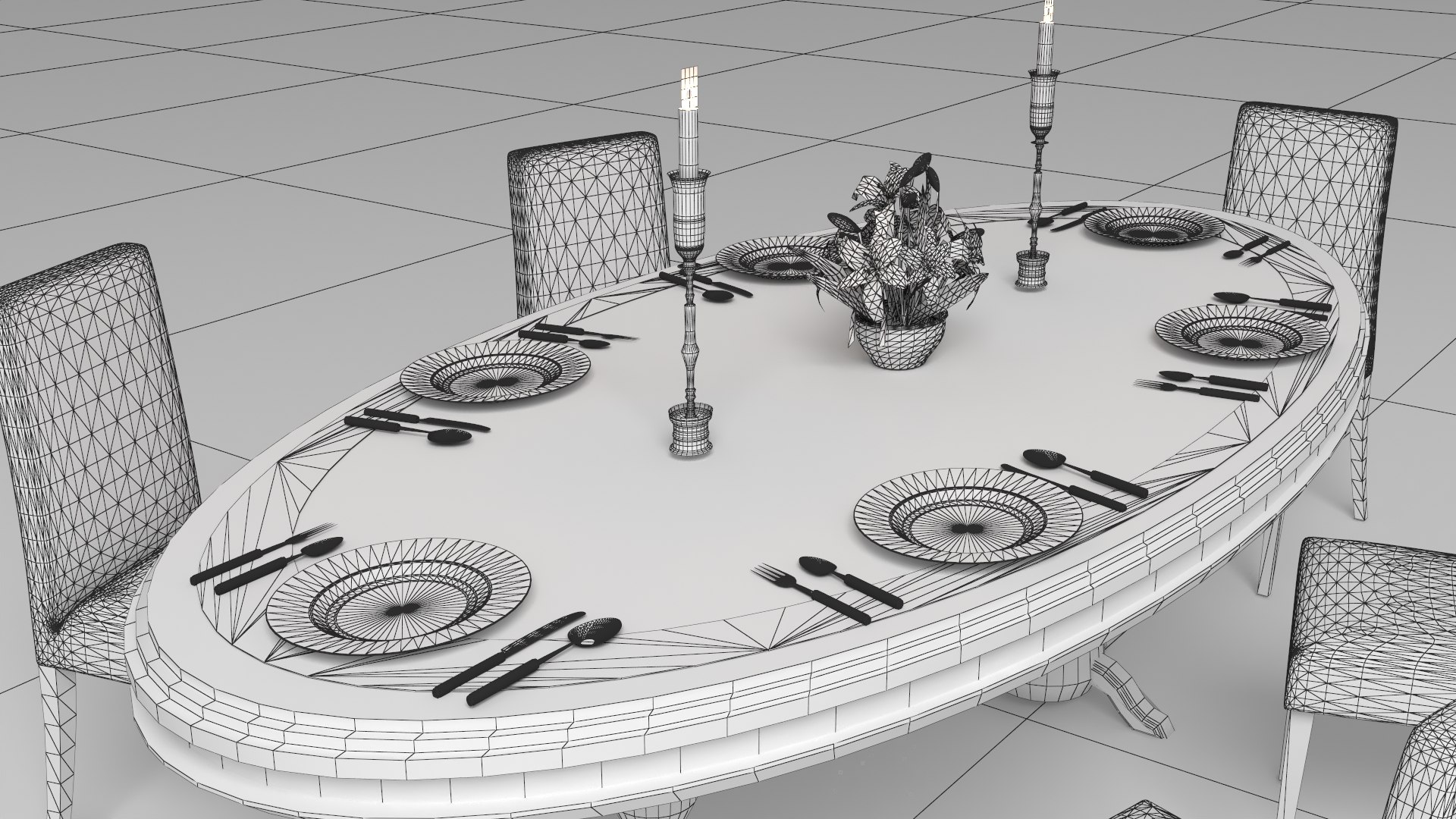Dinner Table 3D Model - TurboSquid 1802644