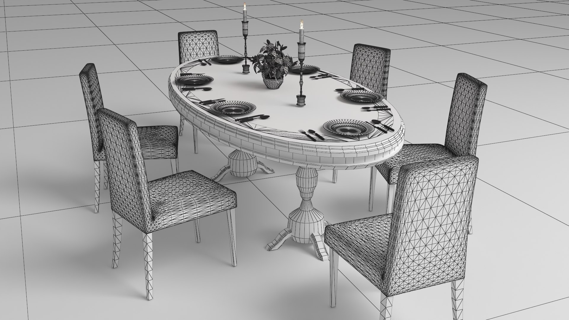 Dinner Table 3D Model - TurboSquid 1802644