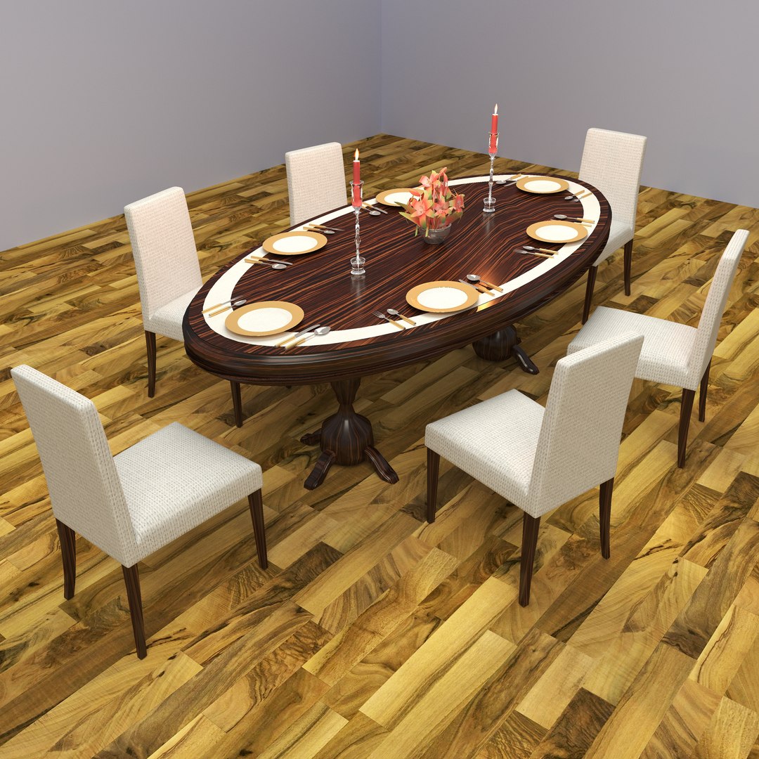 Dinner Table 3D Model - TurboSquid 1802644