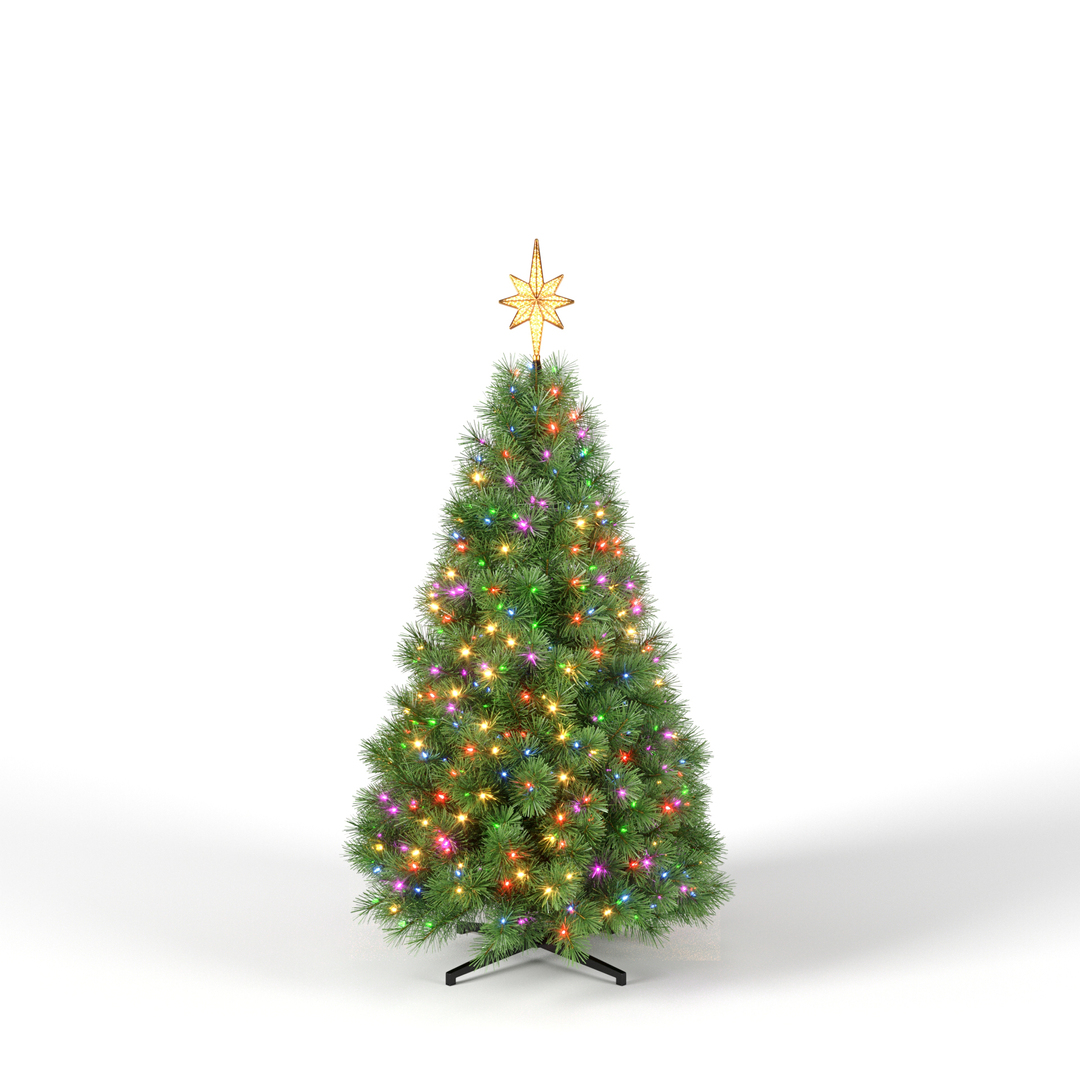 3D Christmas Tree With Multicolor Animated Lights - 5 Feet - TurboSquid ...