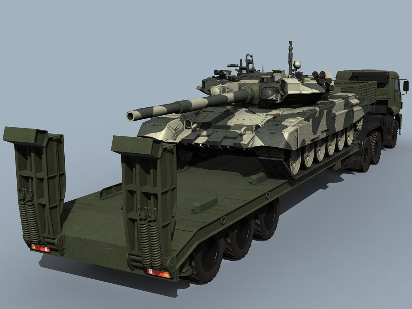 Kamaz-65225 T-90 Combo Battle Tank 3d Model