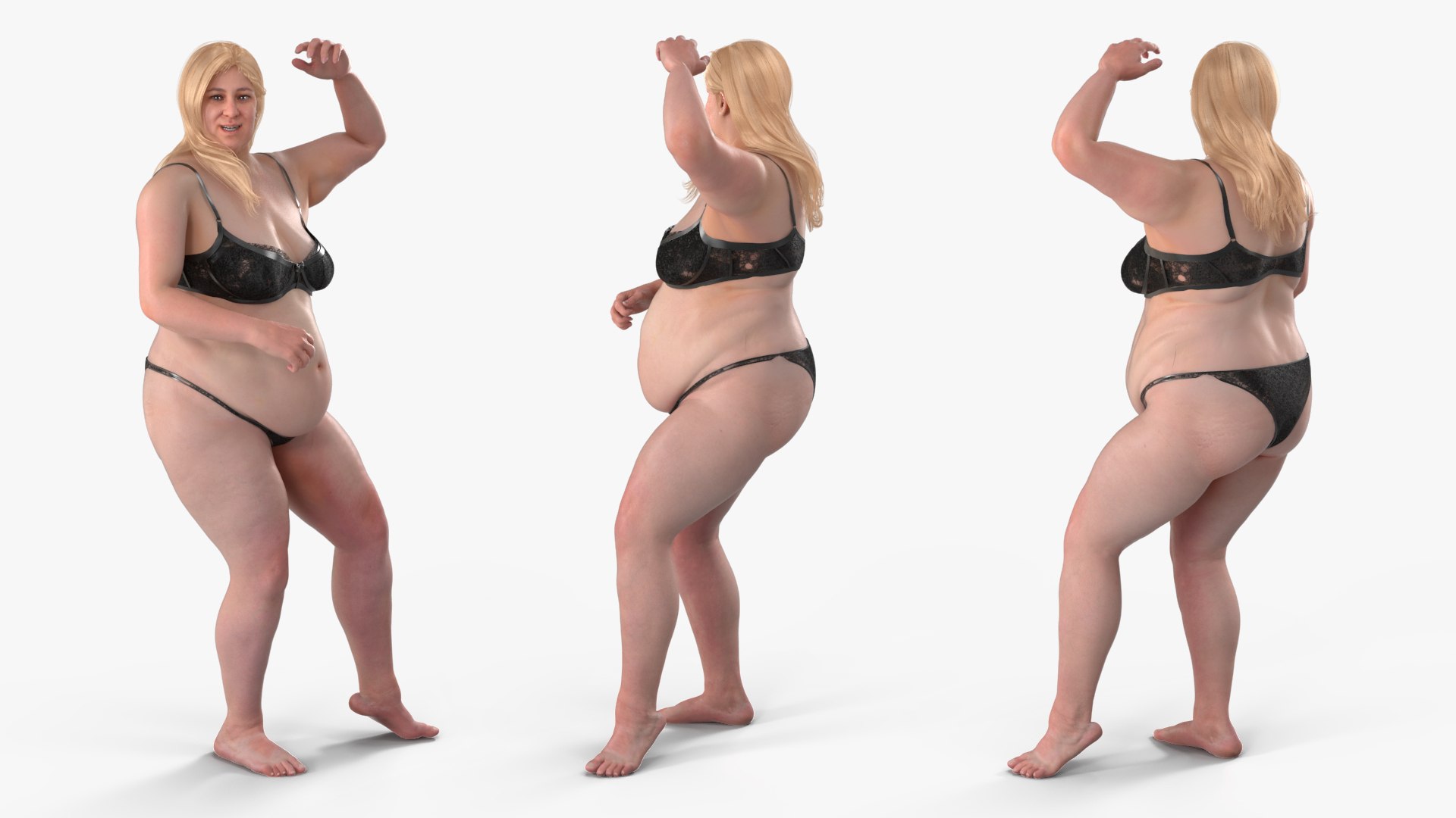 Plus Size Female In Black Underwear Rigged 3D Model - TurboSquid 2387725