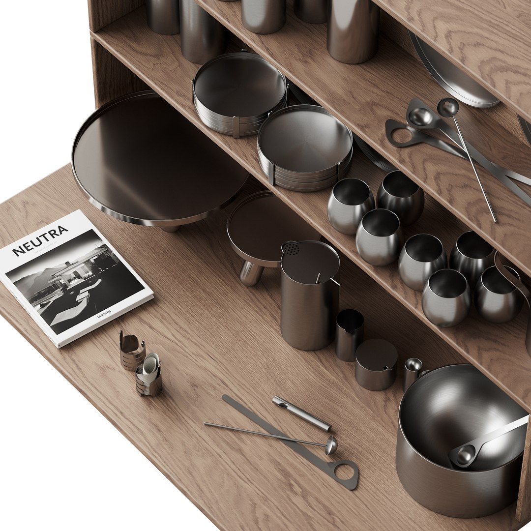 059 Kitchen decor set DISHES aluminium 01 3D - TurboSquid 1782633