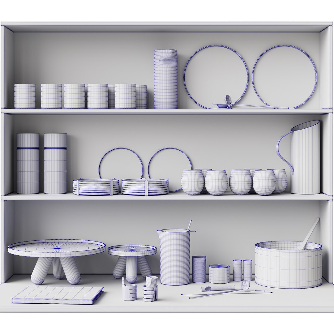 059 Kitchen decor set DISHES aluminium 01 3D - TurboSquid 1782633