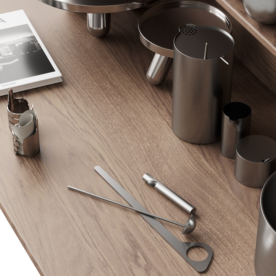 059 Kitchen decor set DISHES aluminium 01 3D - TurboSquid 1782633