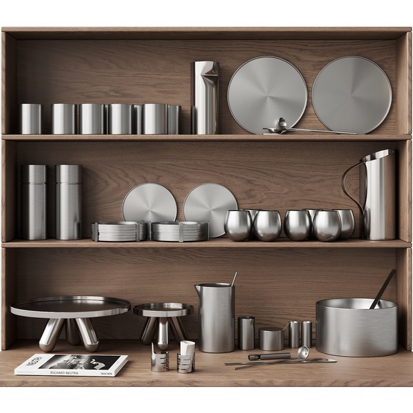 059 Kitchen decor set DISHES aluminium 01 3D - TurboSquid 1782633